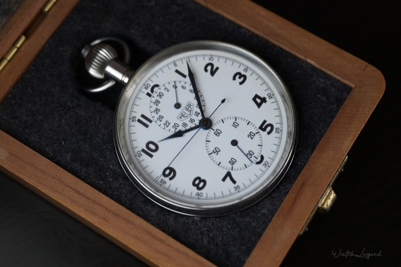 Heuer pocket watch with chronograph, swiss military issued, valjoux 76