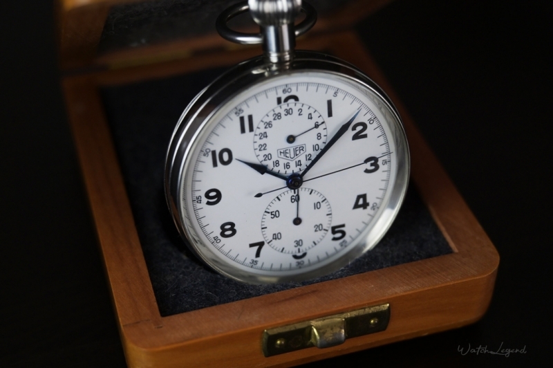 Heuer pocket watch with chronograph, swiss military issued, valjoux 76