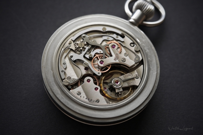Heuer pocket watch with chronograph, swiss military issued, valjoux 76
