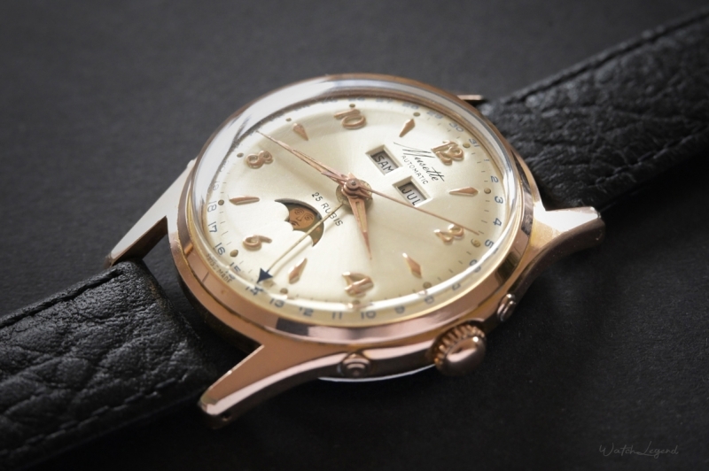 Musette triple calendar moonphase, Felsa 693 Bidynator, 50s