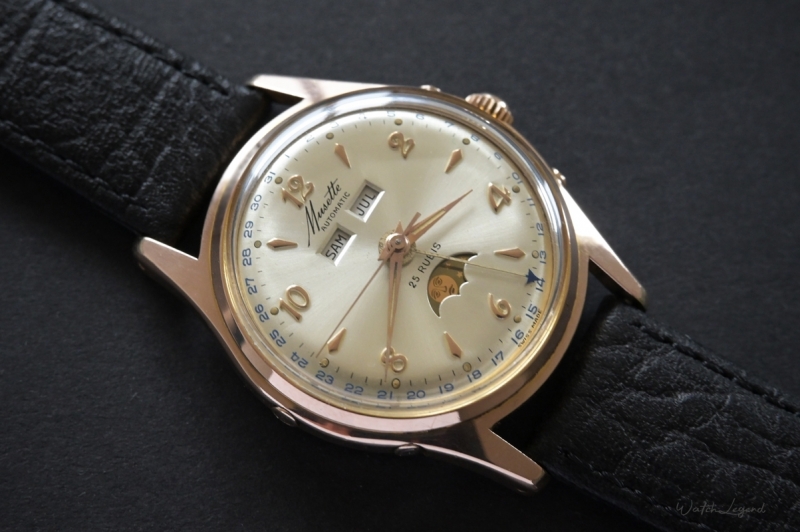 Musette triple calendar moonphase, Felsa 693 Bidynator, 50s