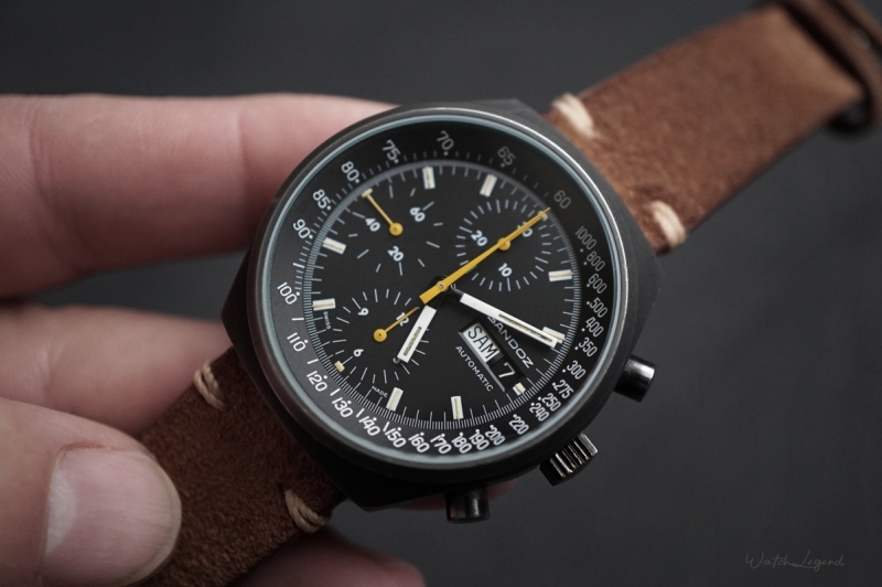 Sandoz chronograph, valjoux 7750, PVD, vintage 70s